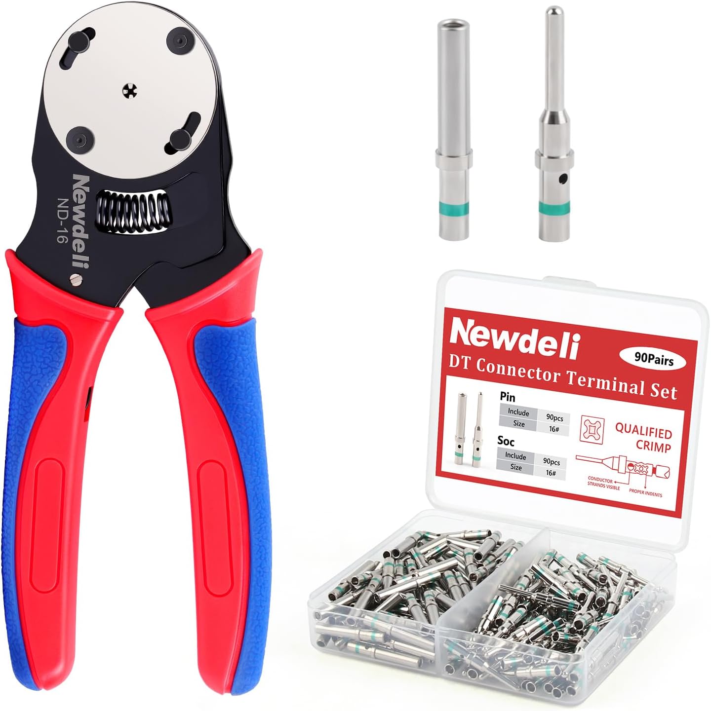 Newdeli 90 Pairs Deutsch Pin Connector Kit with Deutsch Crimper, Size ...