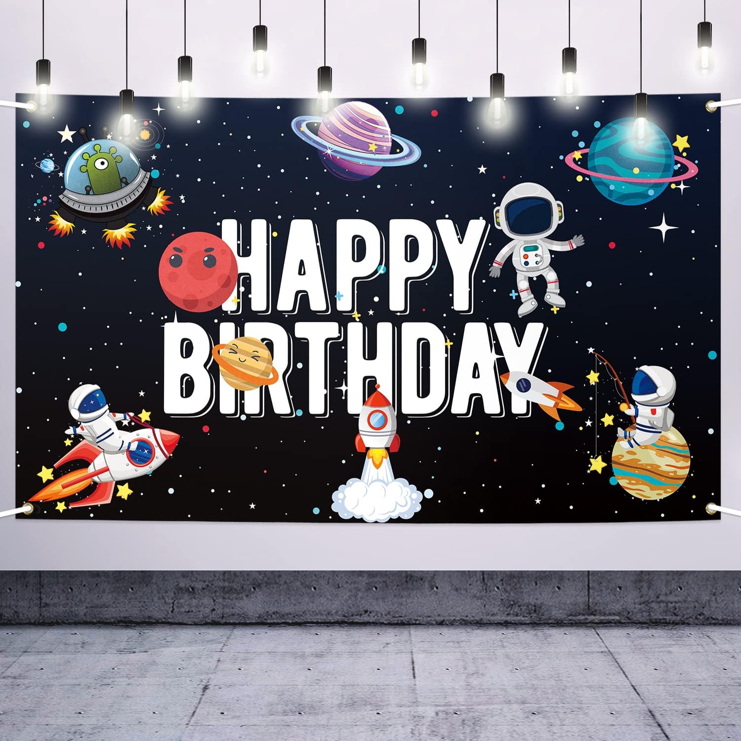 Amazon.com: Sumind Space Happy Birthday Decorations Background ...