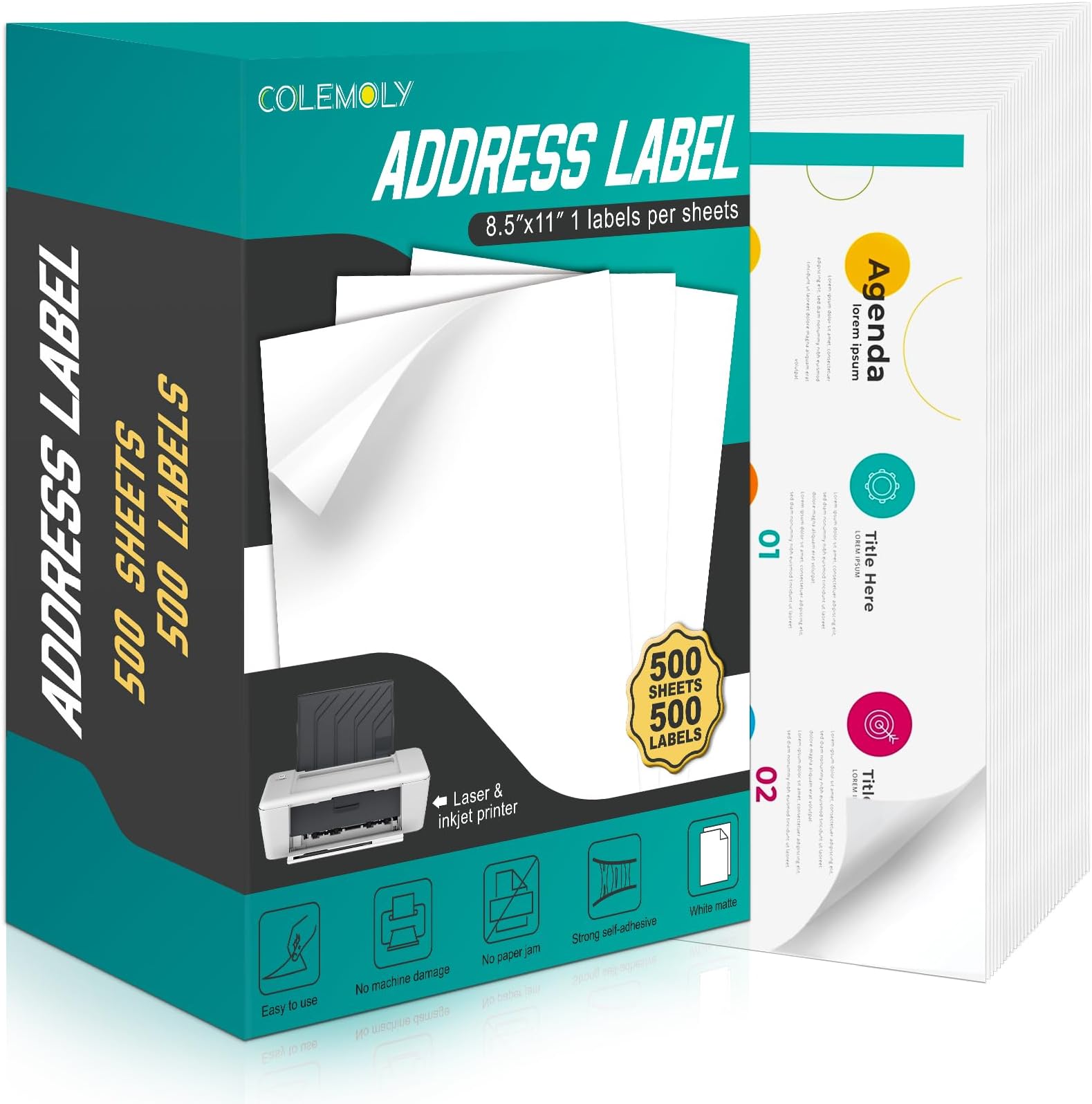 Amazon.com : 8.5x11 Inch Premium Address Labels - 500 Sheets for Inkjet ...