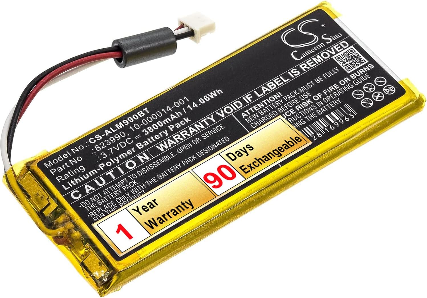 Amazon.com: Evrongx 823990 Battery Replacement for 2GIG SP1-GC3 GC3e ...