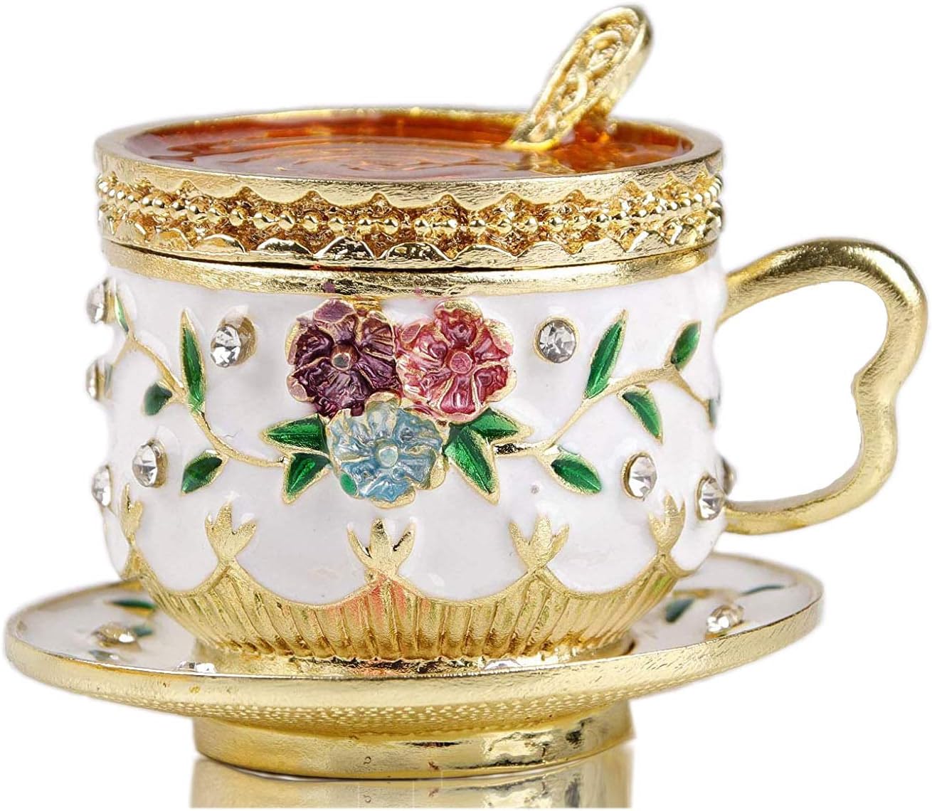 Amazon.com: SEVENBEES Coffee Cup Figurine Collectibles Hinged Jewelry ...