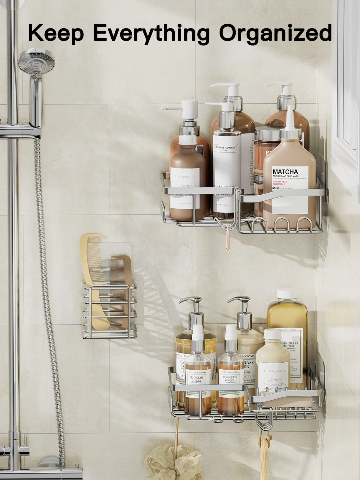 AMADA HOMEFURNISHING Shower Caddy Set, 3-Pack Corner Shower Caddy Set ...