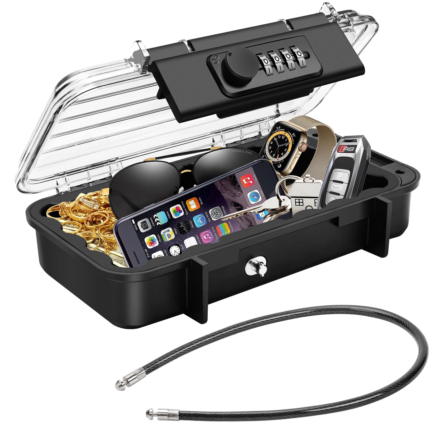 Snapklik.com : HUANLANG Portable Lock Box For Travel, Beach Safe Box ...