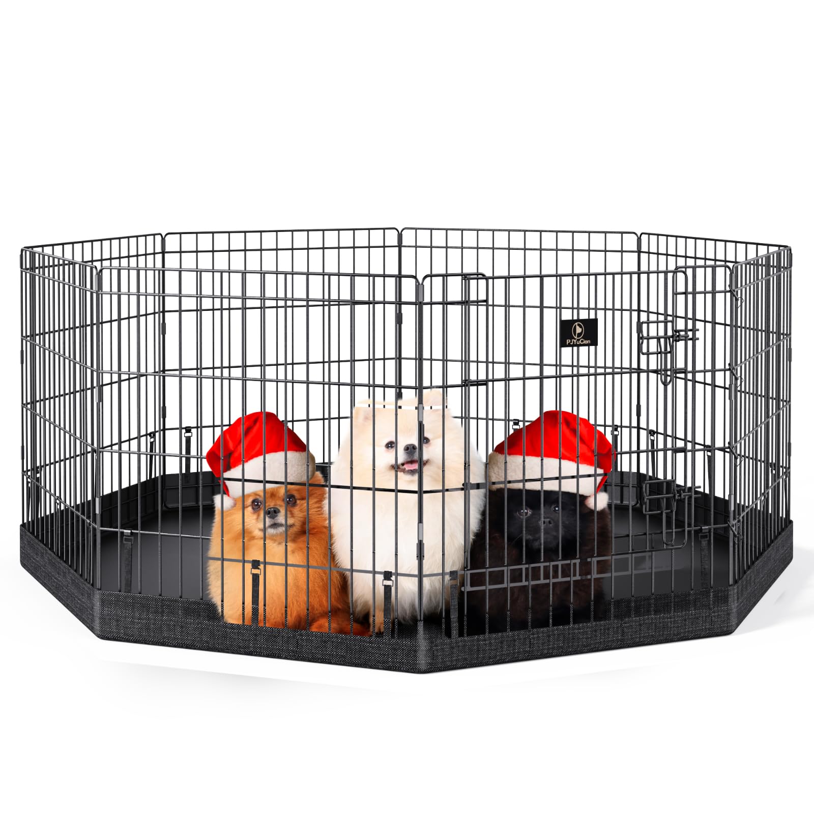 PJYuCien Puppy Playpen，8 Panels 24”H Dog Playpen with Bottom Pad，Metal ...