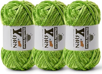 Amazon.com: 3 Pack Plush Chenille Chunky Yarn - Fluffy Velvet Yarns ...