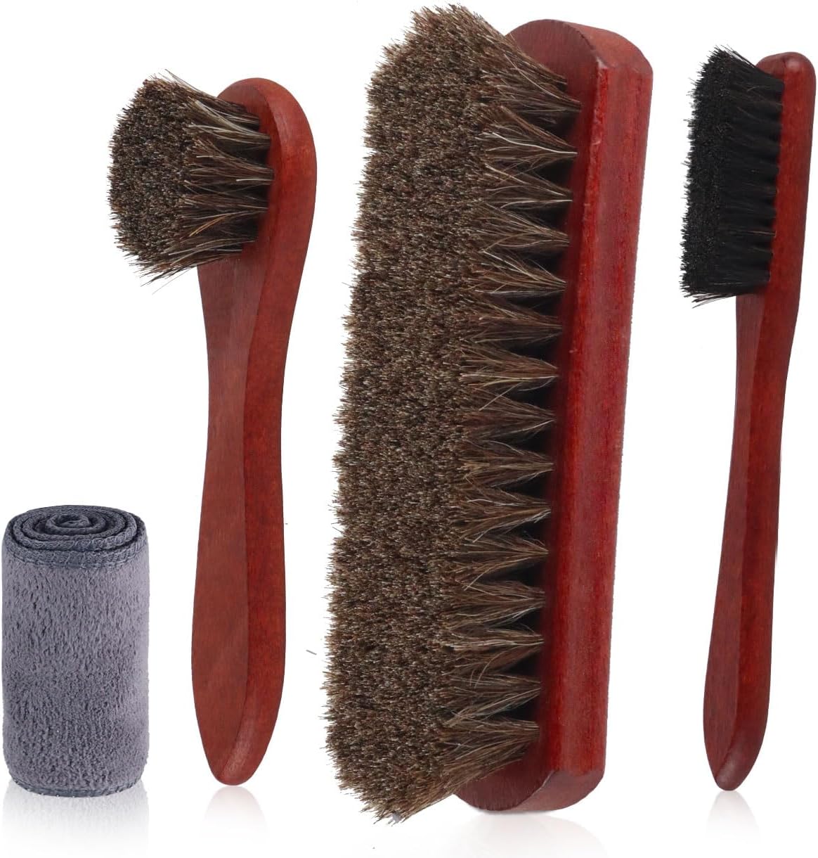 Amazon.com: Horsehair Shoe Brush 4 Pcs 100% Horsehair Premium Shoe ...
