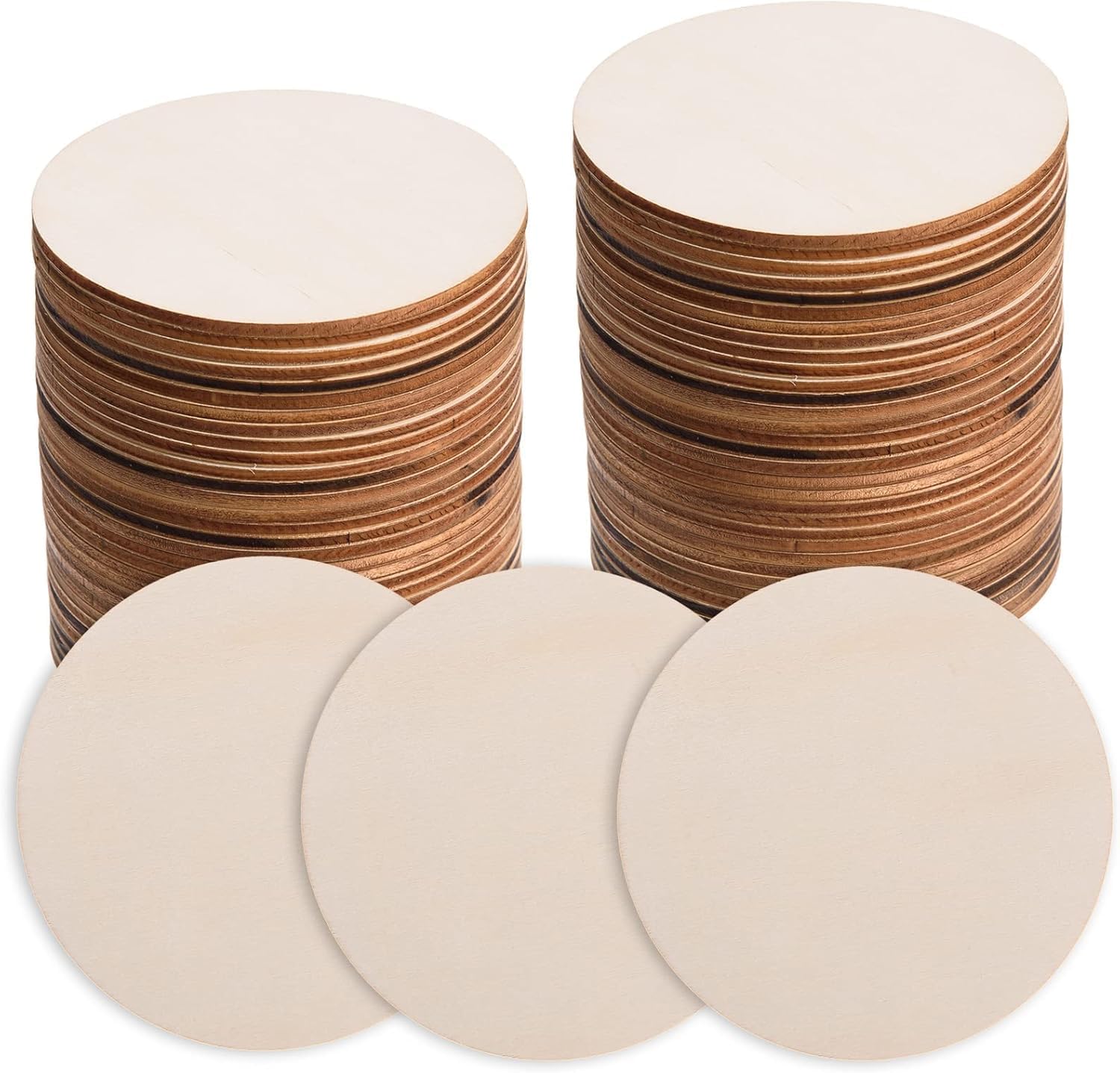 Amazon.com: 100 PCS 4 Inch Wood Circles, Small Unfinished Wooden ...