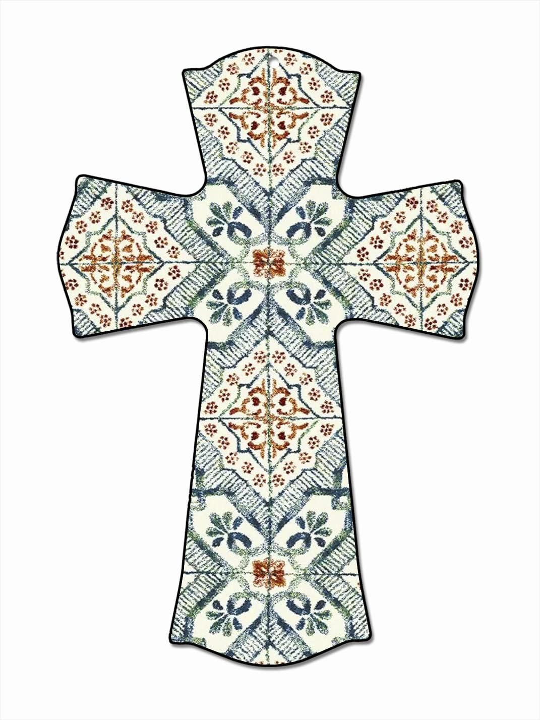 Amazon.com: CALUOHO Wood Cross Hand Painted Talavera Large Ceramic Wall ...