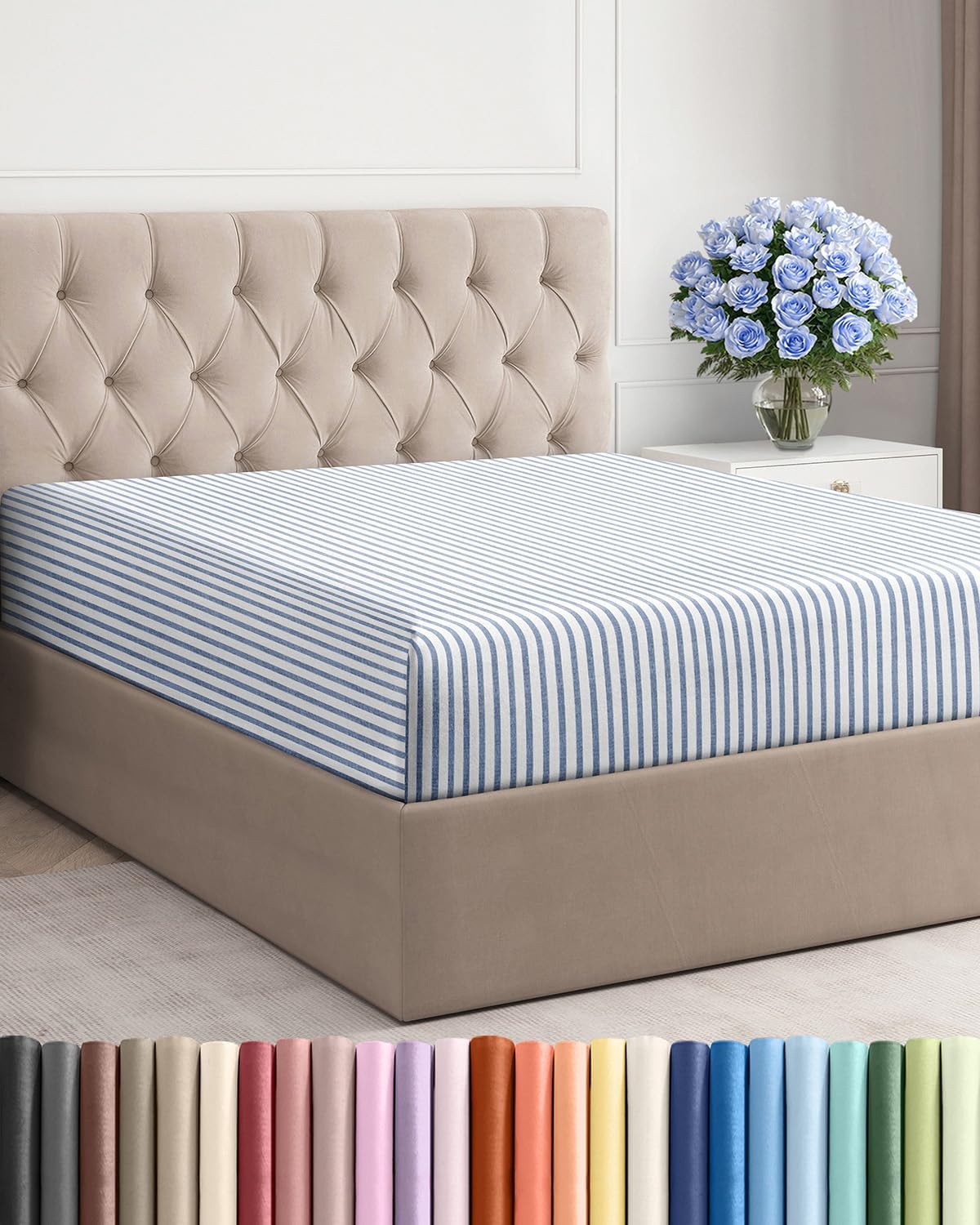 Amazon.com: Queen Fitted Bed Sheet - Bottom Single Fitted Sheet Only ...