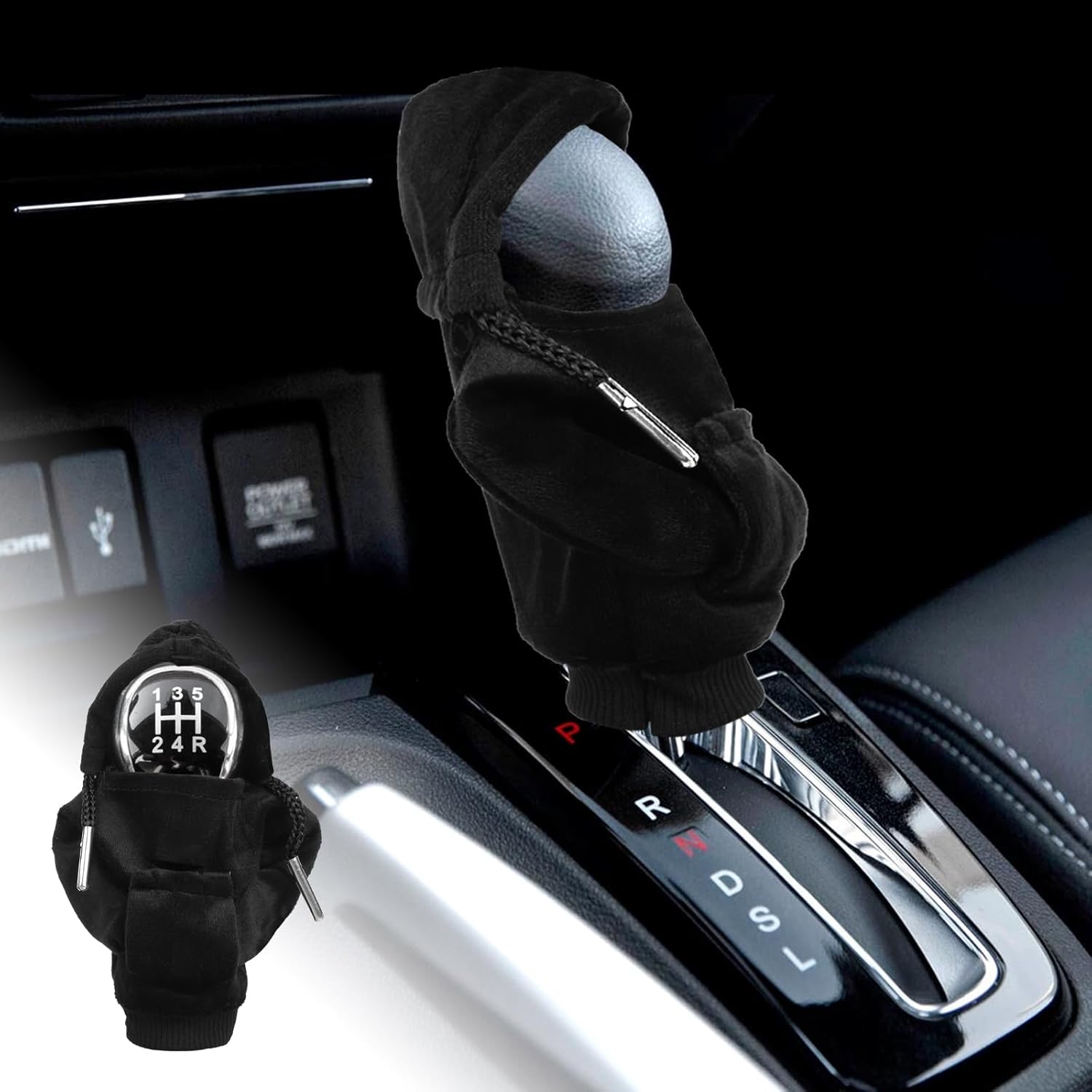 Runmeihe Car Gear Shift Knob Cover, Hoodie Gear Stick Cover, Universal ...