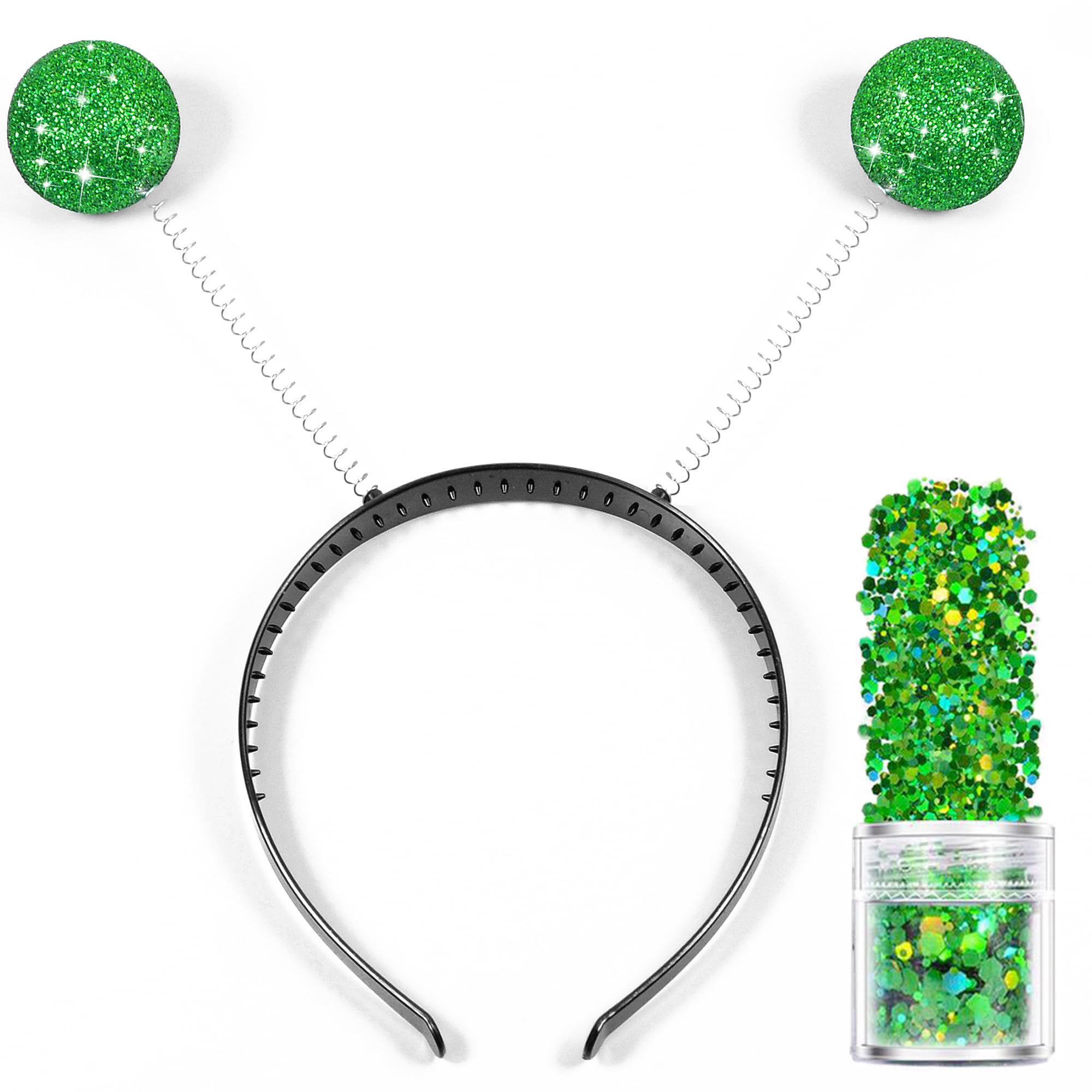 Amazon.com: MUKOSEL Alien Headband with Glitter, Green Martian Antenna ...