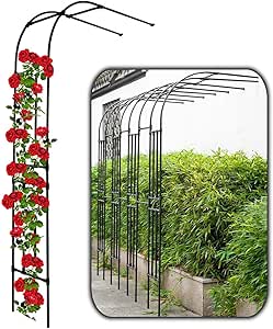 7.9Feet Half Sided Garden Arch, Metal Arbor Pergola Arch, Wall Mounted ...