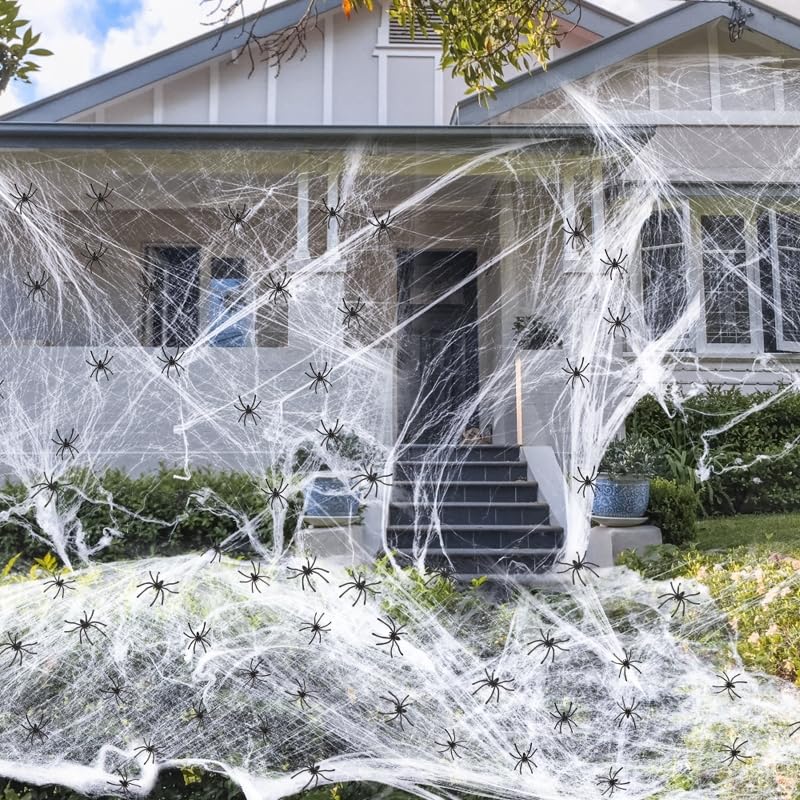 Amazon.com: 1000 sq ft Halloween Spider Webs Decorations with 120 ...