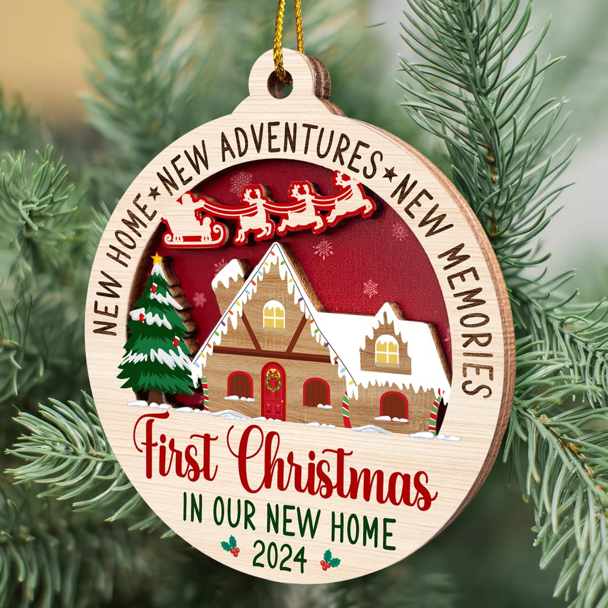 Amazon.com: Fastpeace 2024 New Home Ornament, 1st Christmas in Our New Home Ornaments, 2 Layer ...