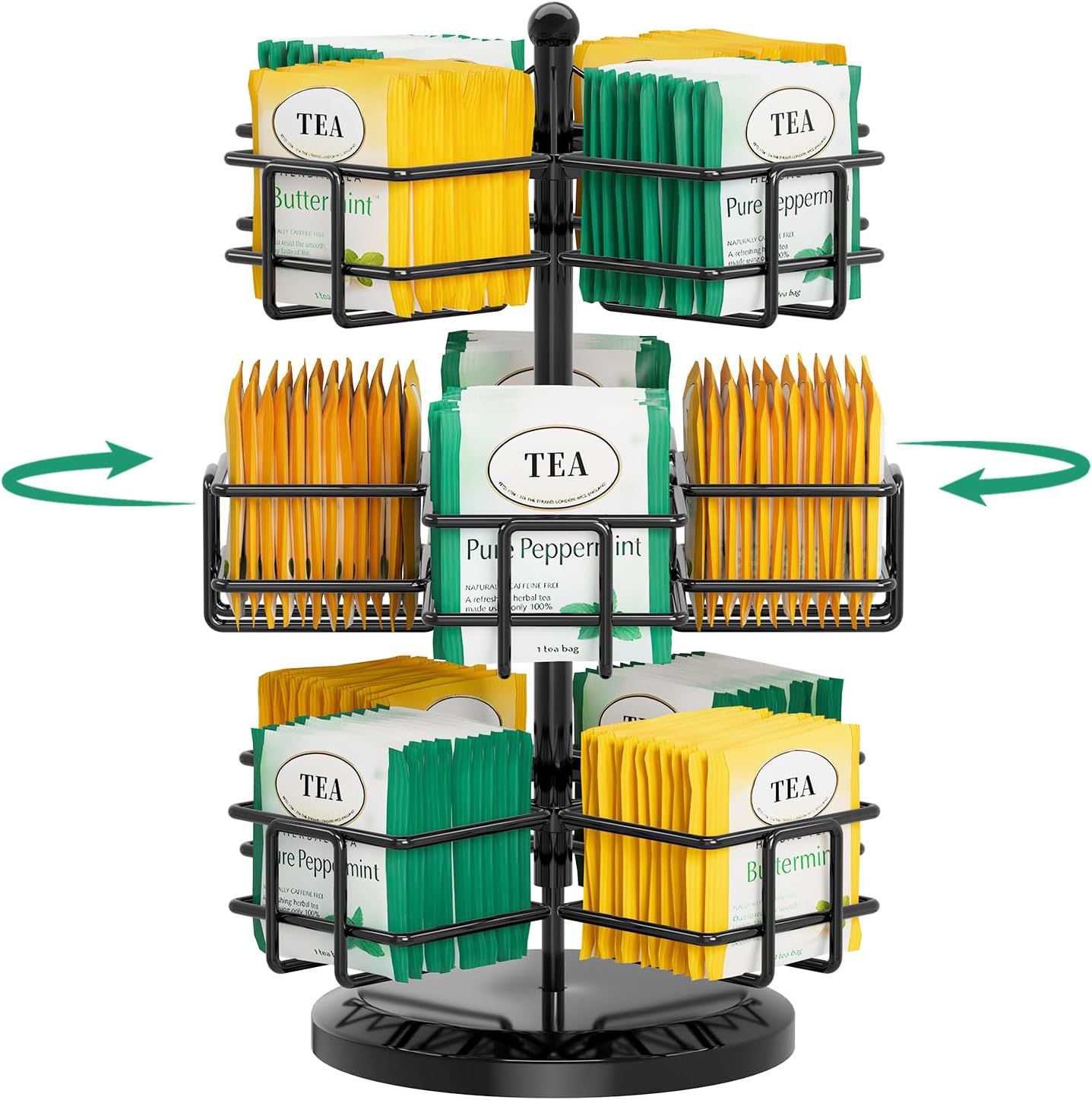 EsLuker.ly Tea Bag Holder Organizer for Counter 3 Tier Metal Teabag ...