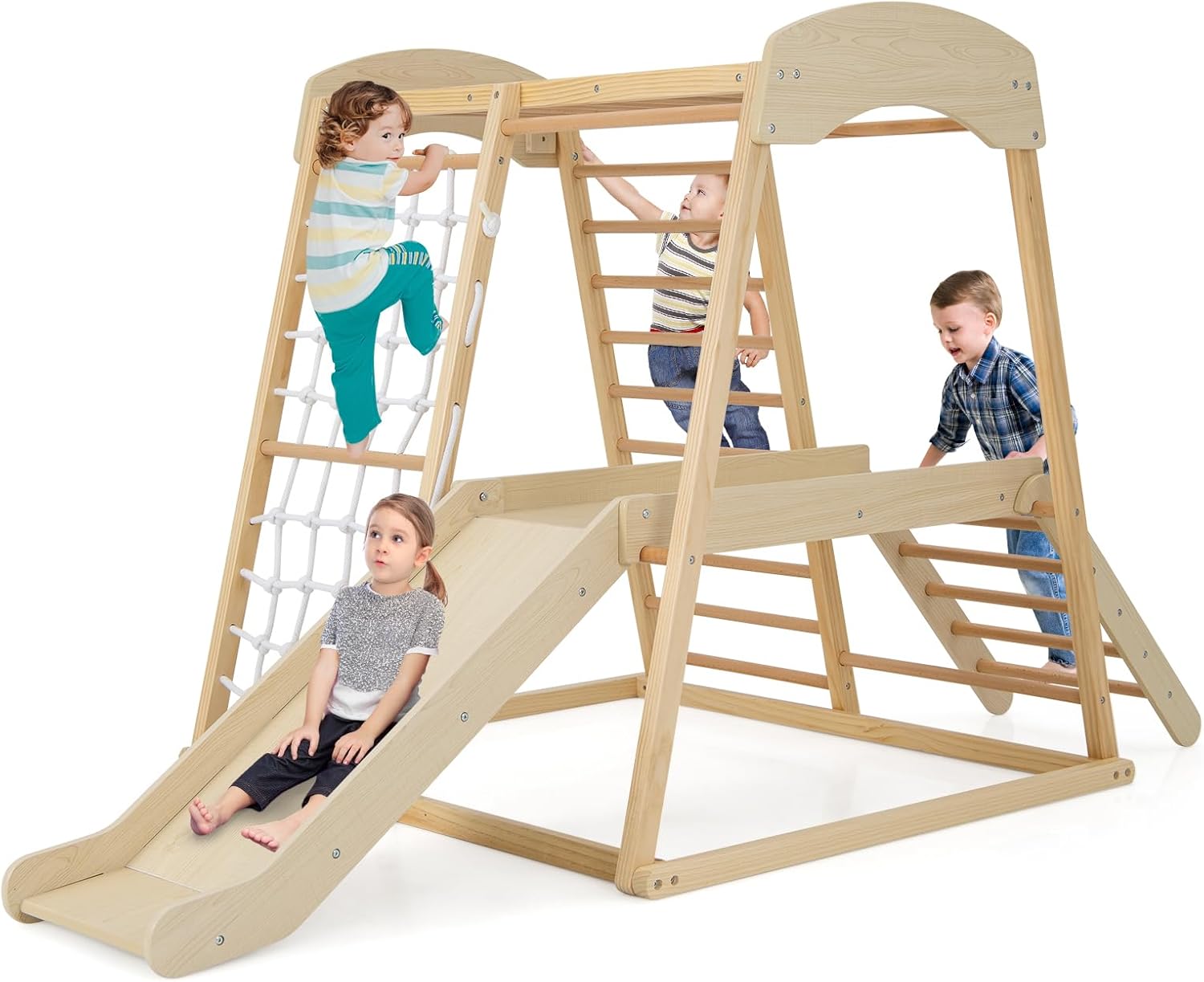 Amazon.com: HONEY JOY Kids Indoor Jungle Gym, Large 6-in-1 Playground ...