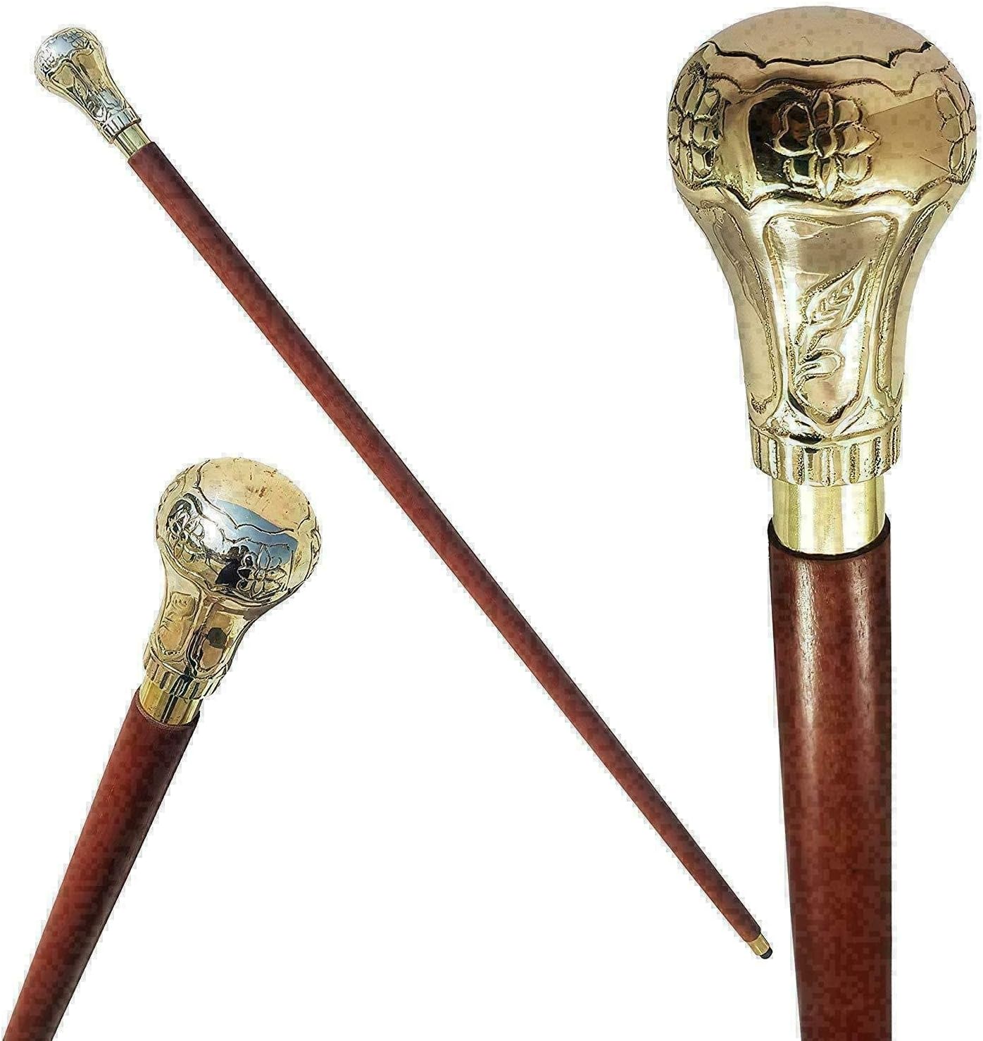 ARTIST INTERNATIONAL Wooden Brown Walking Stick Sheesham Wood With ...