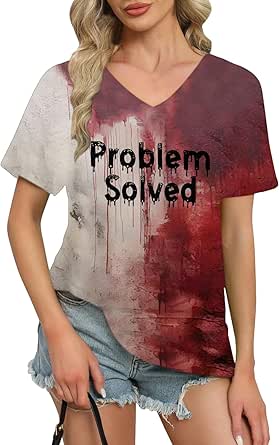 Problem Solved Bloody Shirt, Women's Halloween Blood Horror Clothes ...