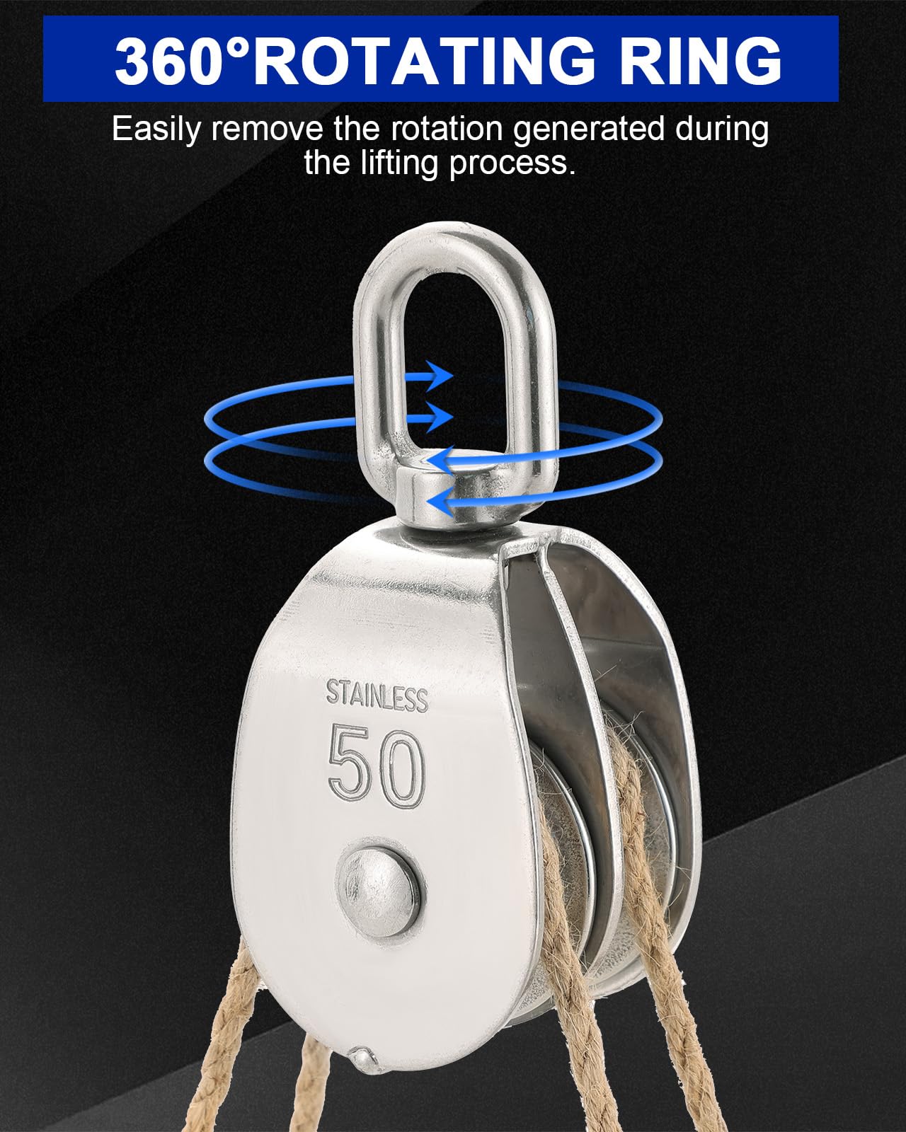 Snapklik.com : DASBET M50 Double Pulley Block Set - 304 Stainless Steel ...