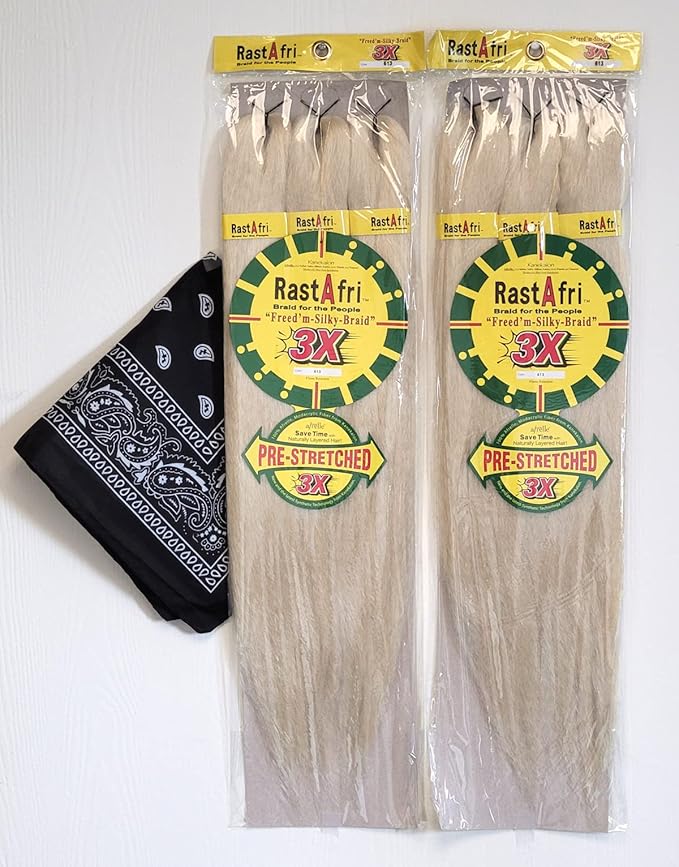 Amazon.com : RastAfri Pre-Stretched Silky Braiding Hair 3X with Bandana ...