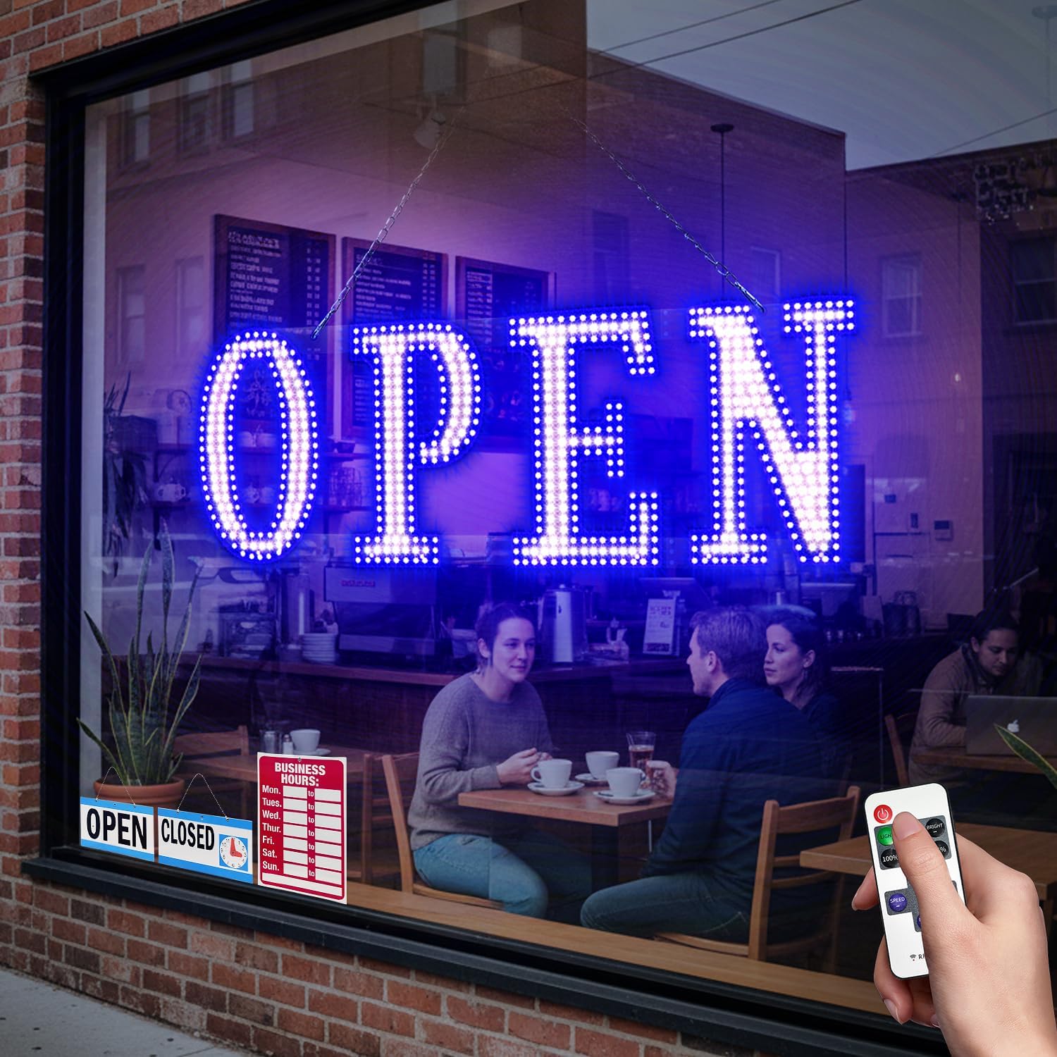 LED Open Sign for Business, 40"x14" Large Open LED Light Flashing Light ...