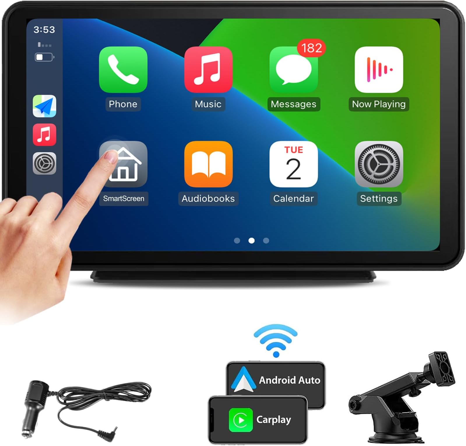 Amazon.com: Portable Apple Carplay Screen for Car, Wireless Android ...