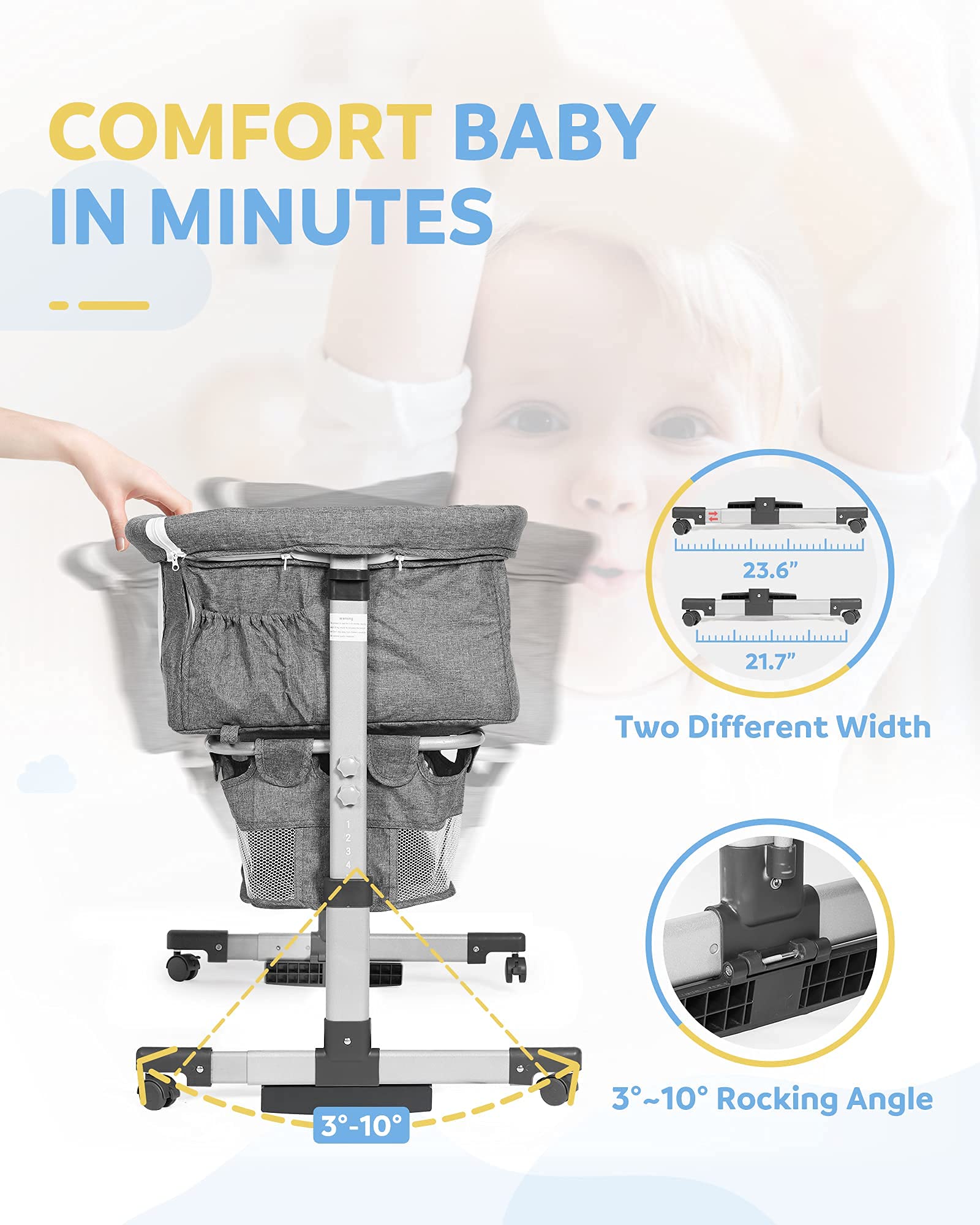 Portable Crib, Infant Master Bedside Bassinet, Portable Travel Crib ...