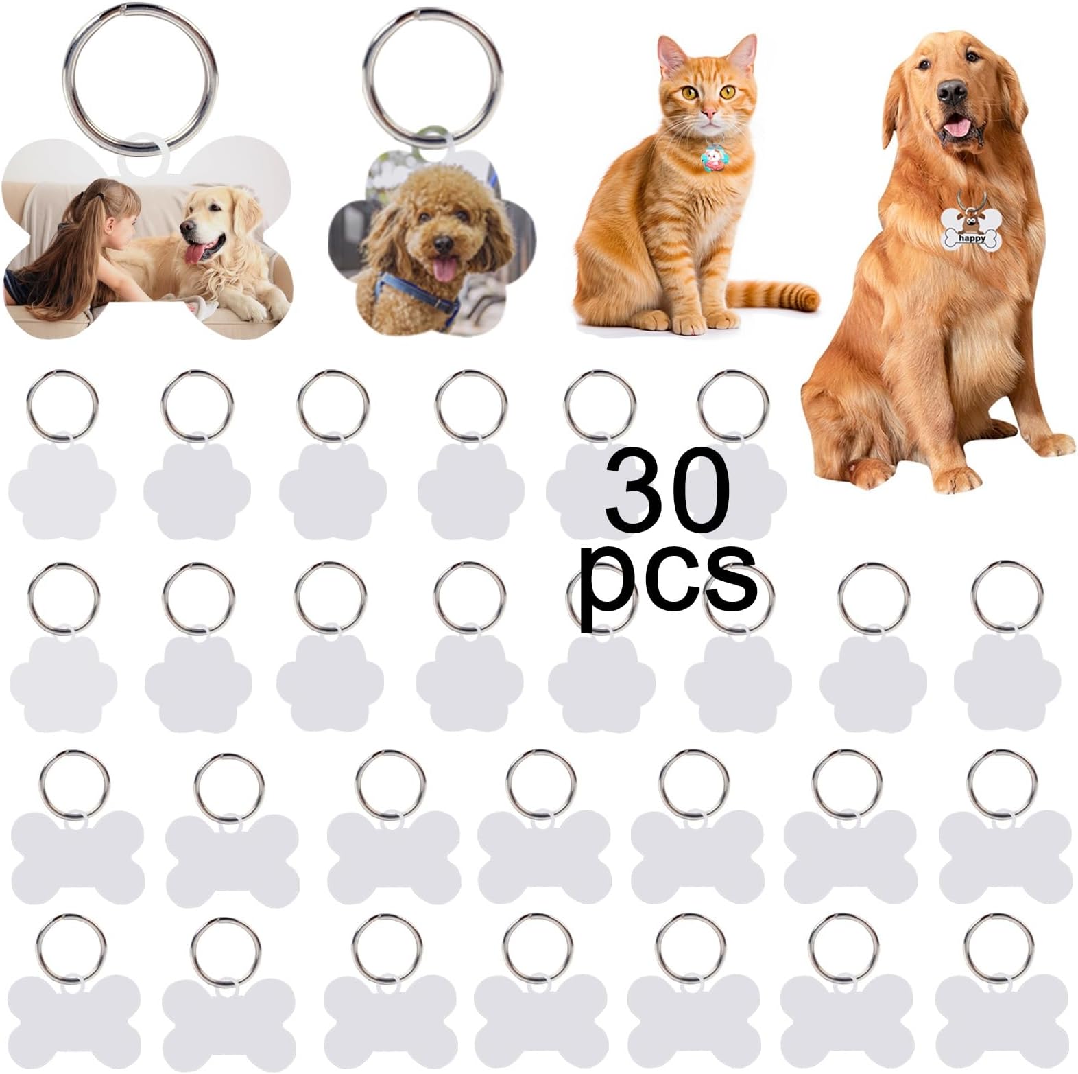Amazon.com: 30 pcs Sublimation Blank Dog Tags Paw Shape Sublimation ...