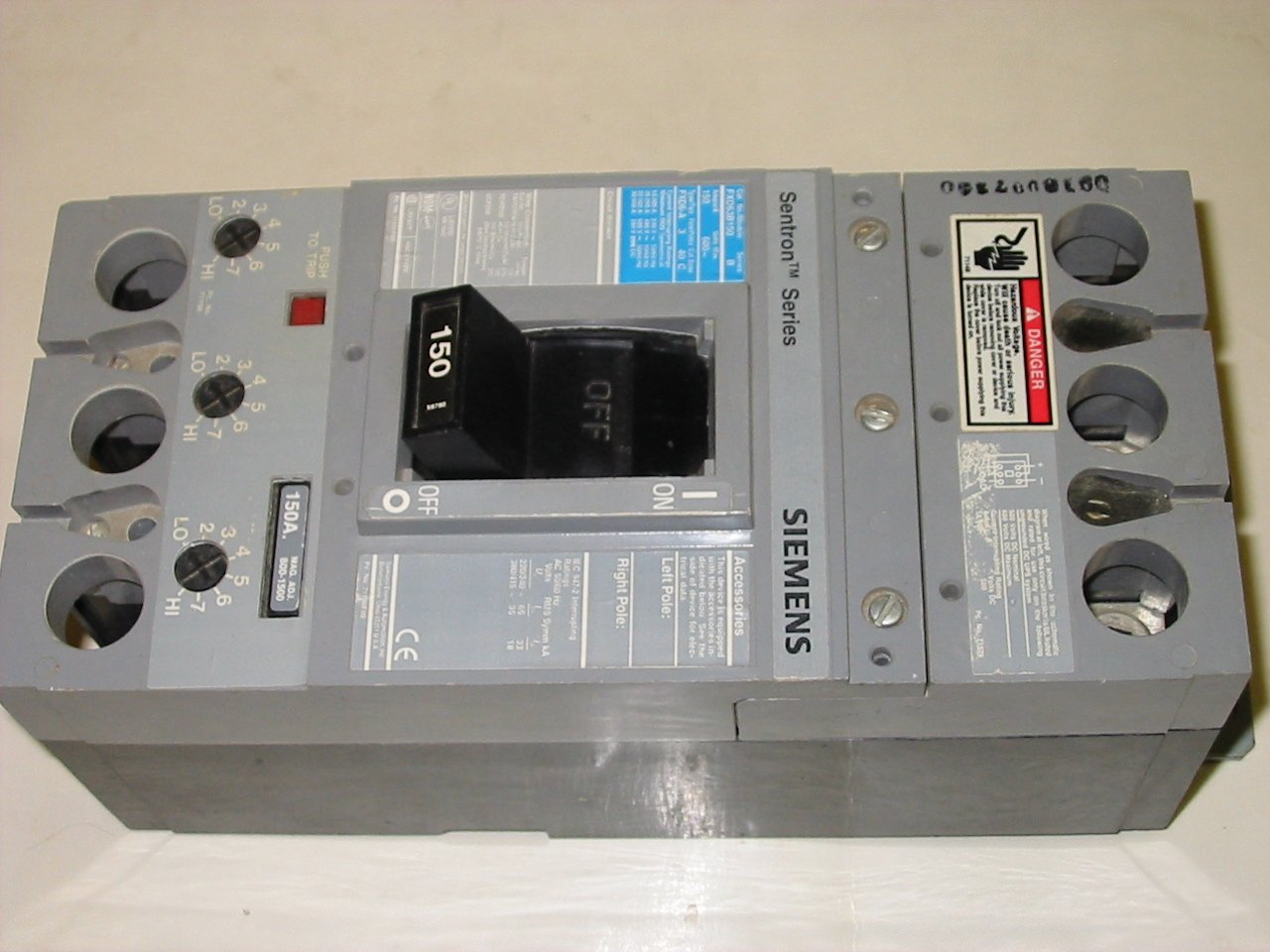 SIEMENS FXD63B150 Circuit Breaker,FD,3P,150A,600V: Magnetic Circuit ...