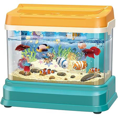 Amazon.com : Playlearn Mini Aquarium Artificial Fish Tank with Moving ...
