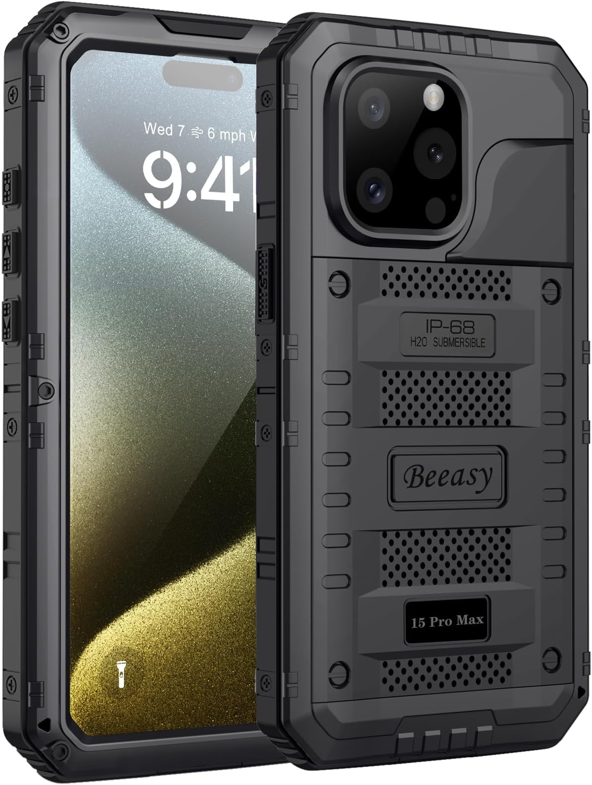Beeasy for iPhone 15 Pro Max Case Waterproof Heavy Duty Tough Metal ...