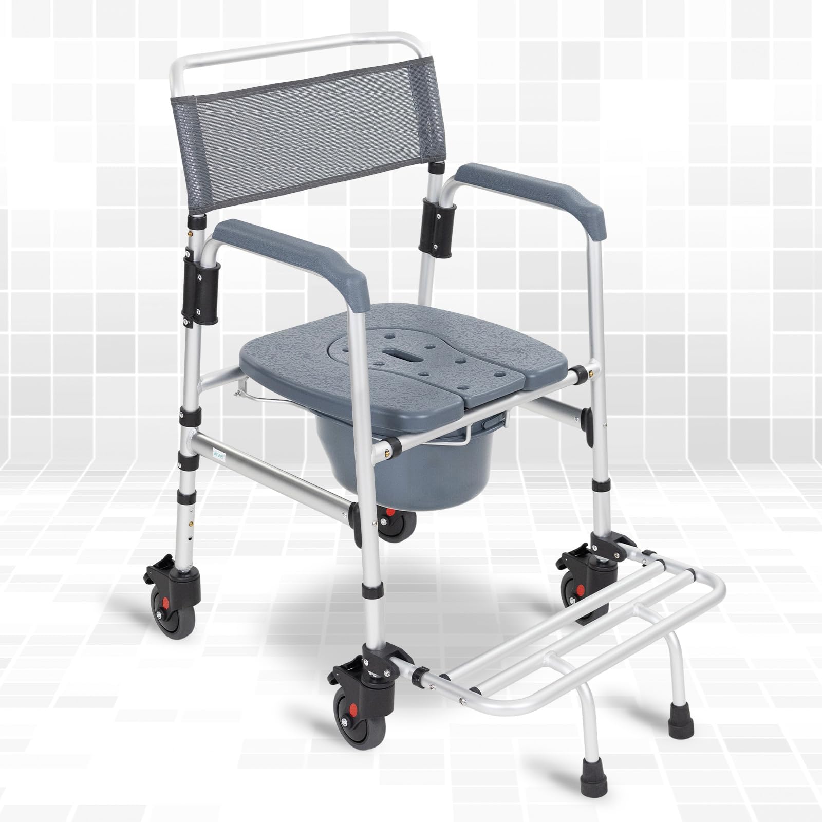 Amazon.com: Vive Reclining Shower Chair with Wheels - Commode ...