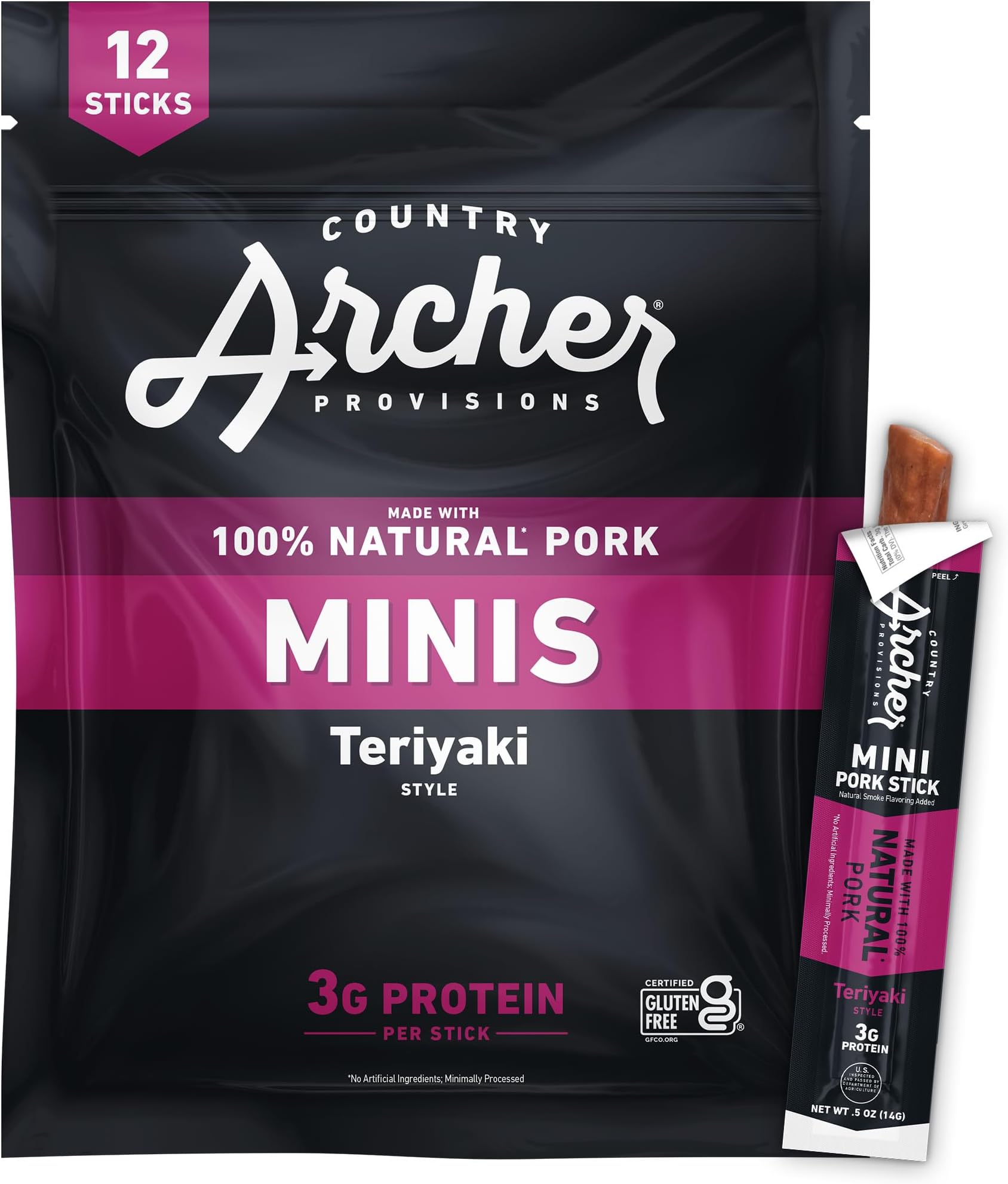 Amazon.com : Country Archer Mustard BBQ Grass Fed Beef Jerky, 2 OZ ...