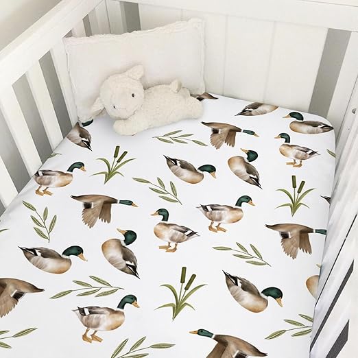 Amazon.com: Vintage Mallard Duck Leaves Baby Crib Fitted Sheet 52''x28 ...