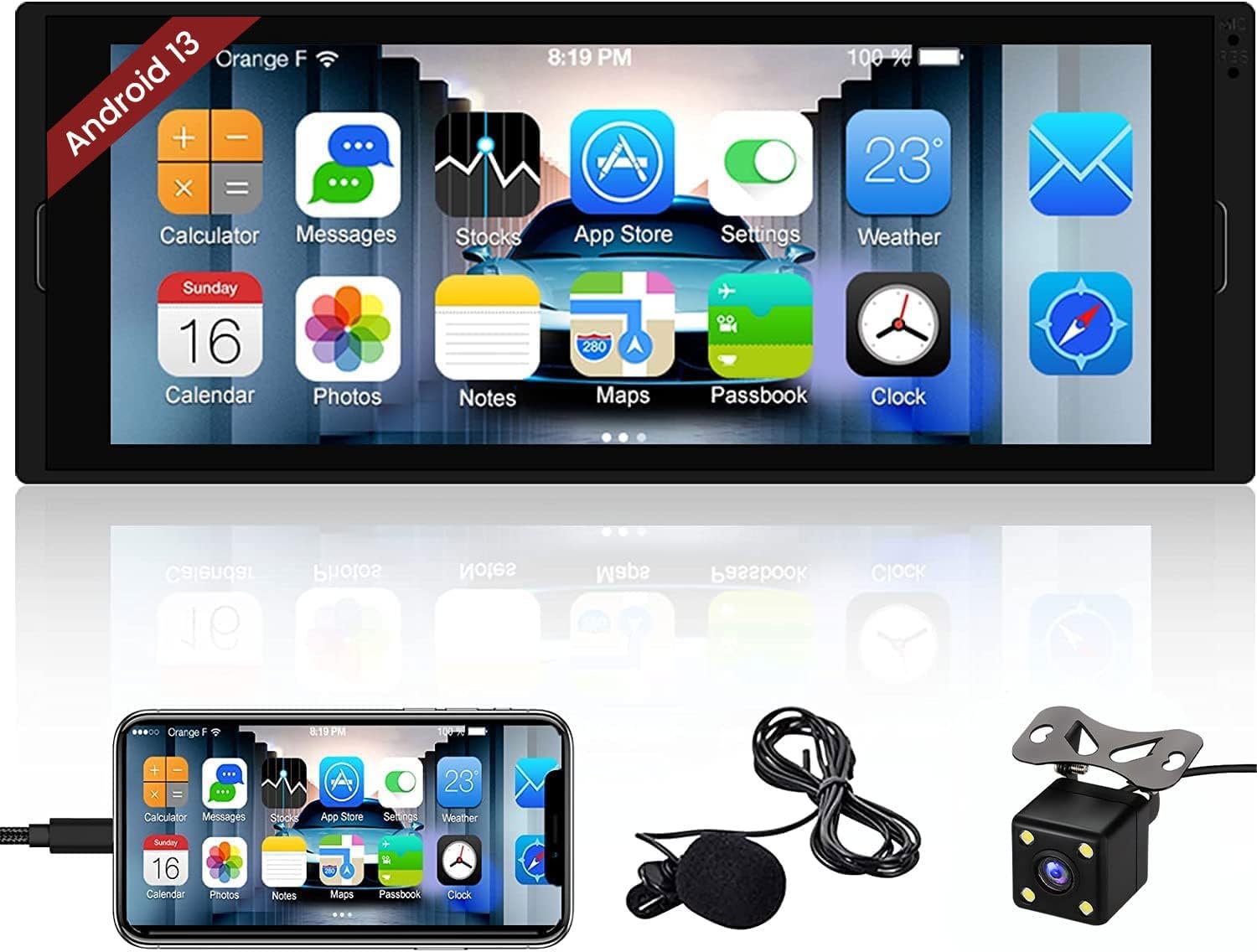 Android 12 Autoradio 1 Din GPS Navi Poste Radio Voiture avec Bluetooth ...