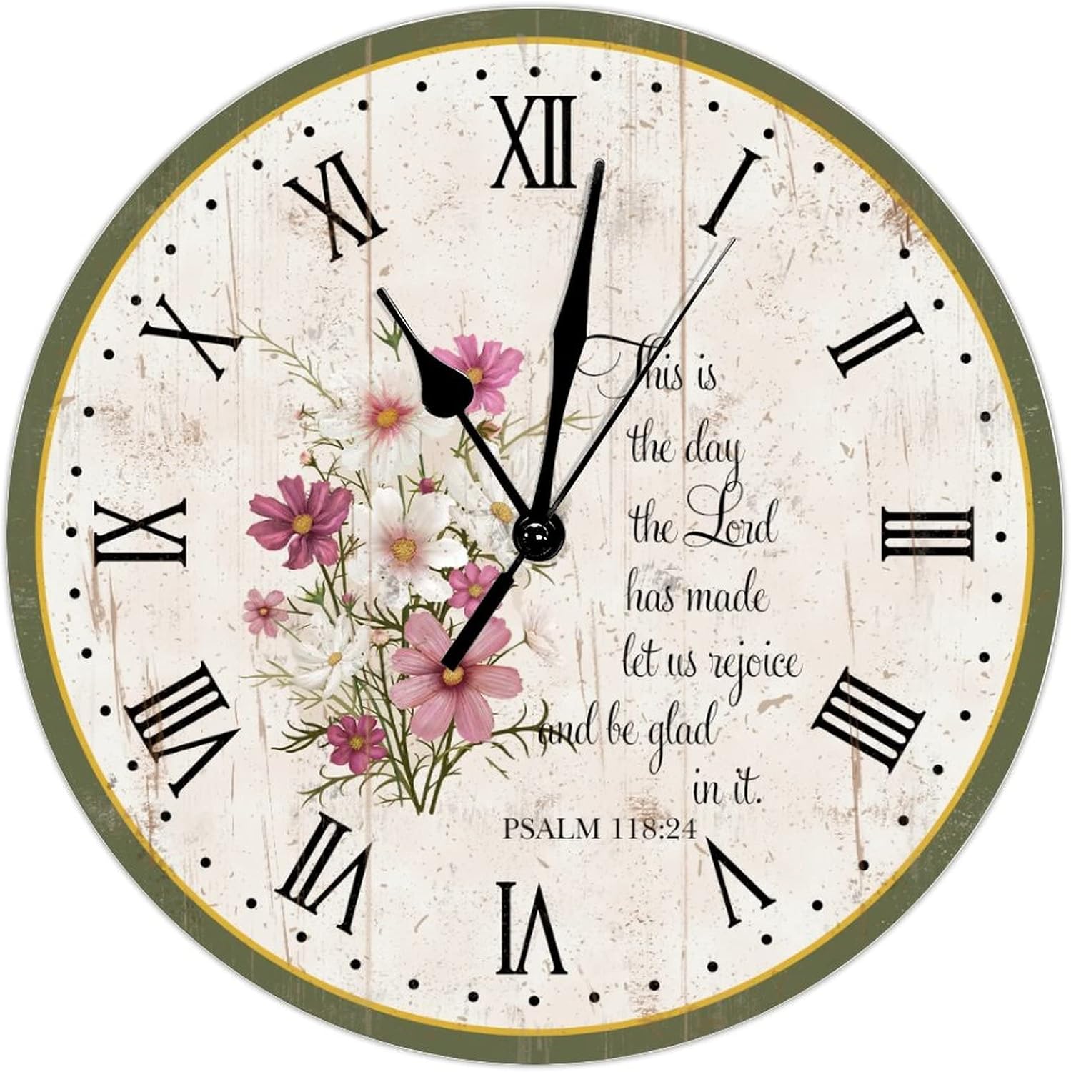 Amazon.com: Retro French Daisy Field Flower Wooden Wall Clock Bible ...