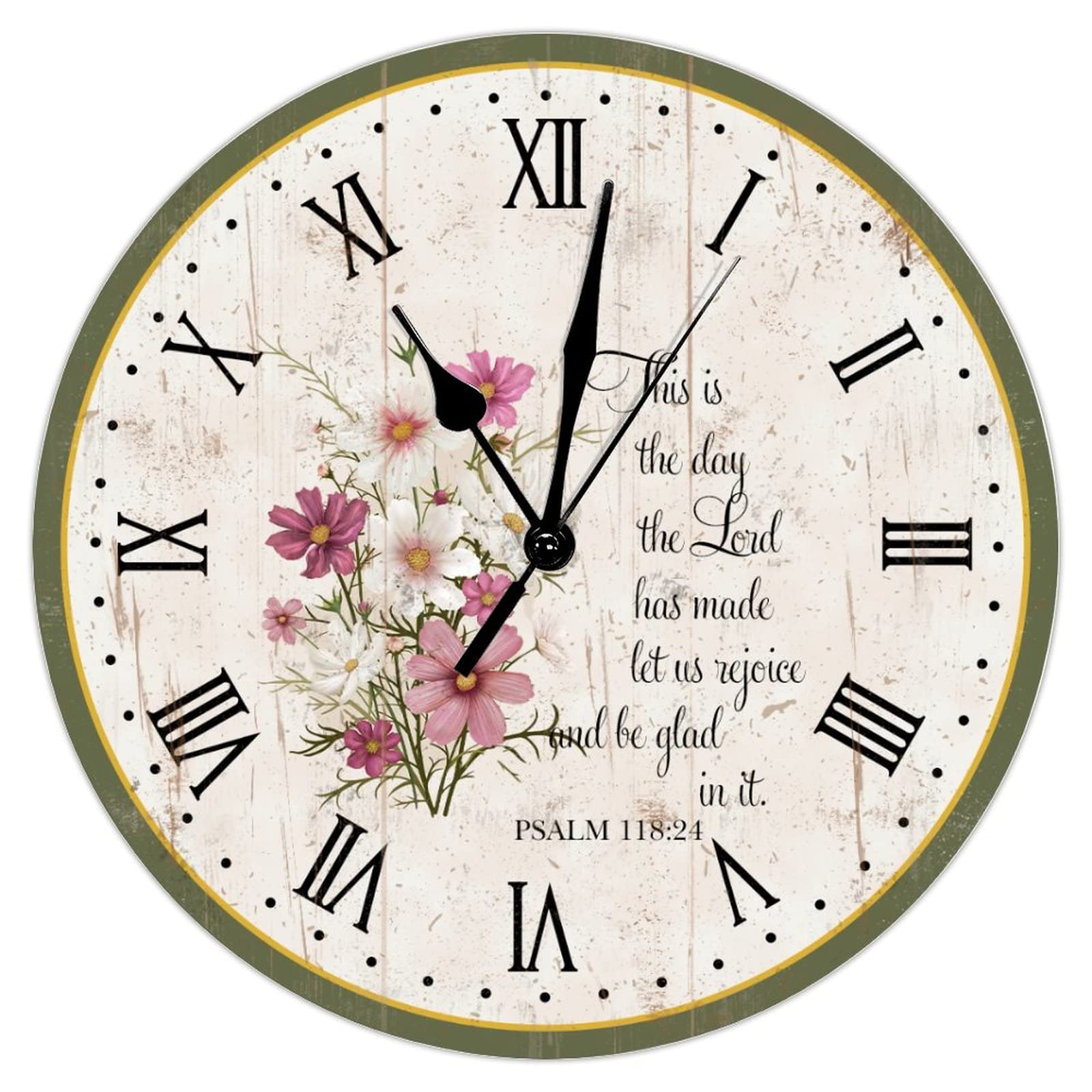 Amazon.com: Retro French Daisy Field Flower Wooden Wall Clock Bible ...