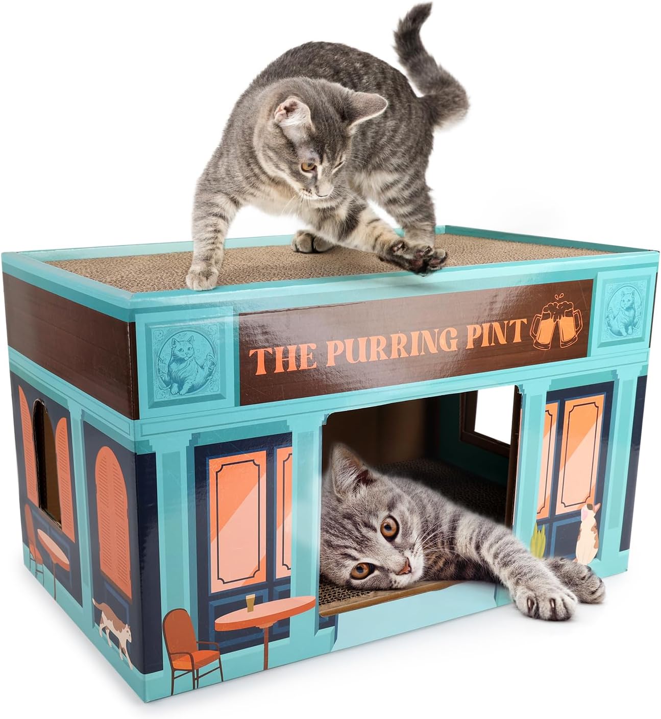 YAYY Cardboard Cat Scratching House - Indoor Cat House with Scratching ...