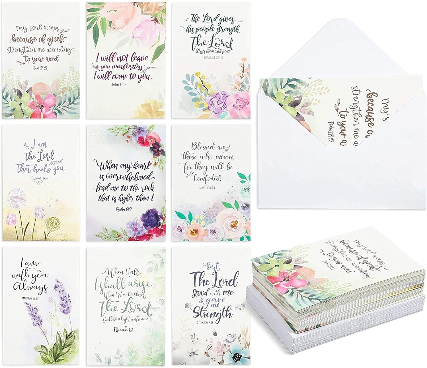 Sympathy Cards with Envelopes Included, 36 Bible Verse Greeting Cards ...