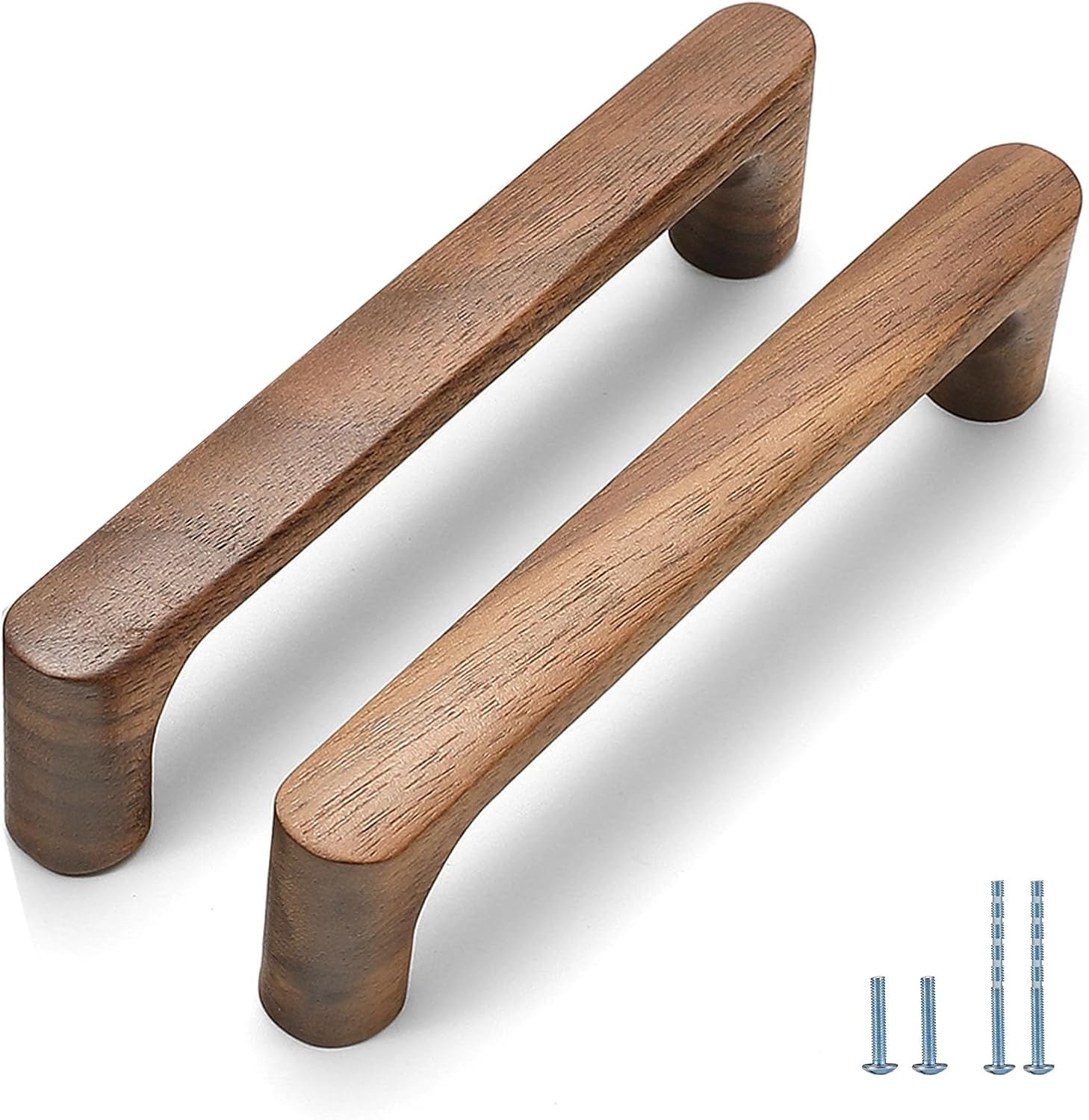 Amazon.com: Evionlin Walnut Round 5 in 8 pcs Wooden Drawer Pulls Handle ...