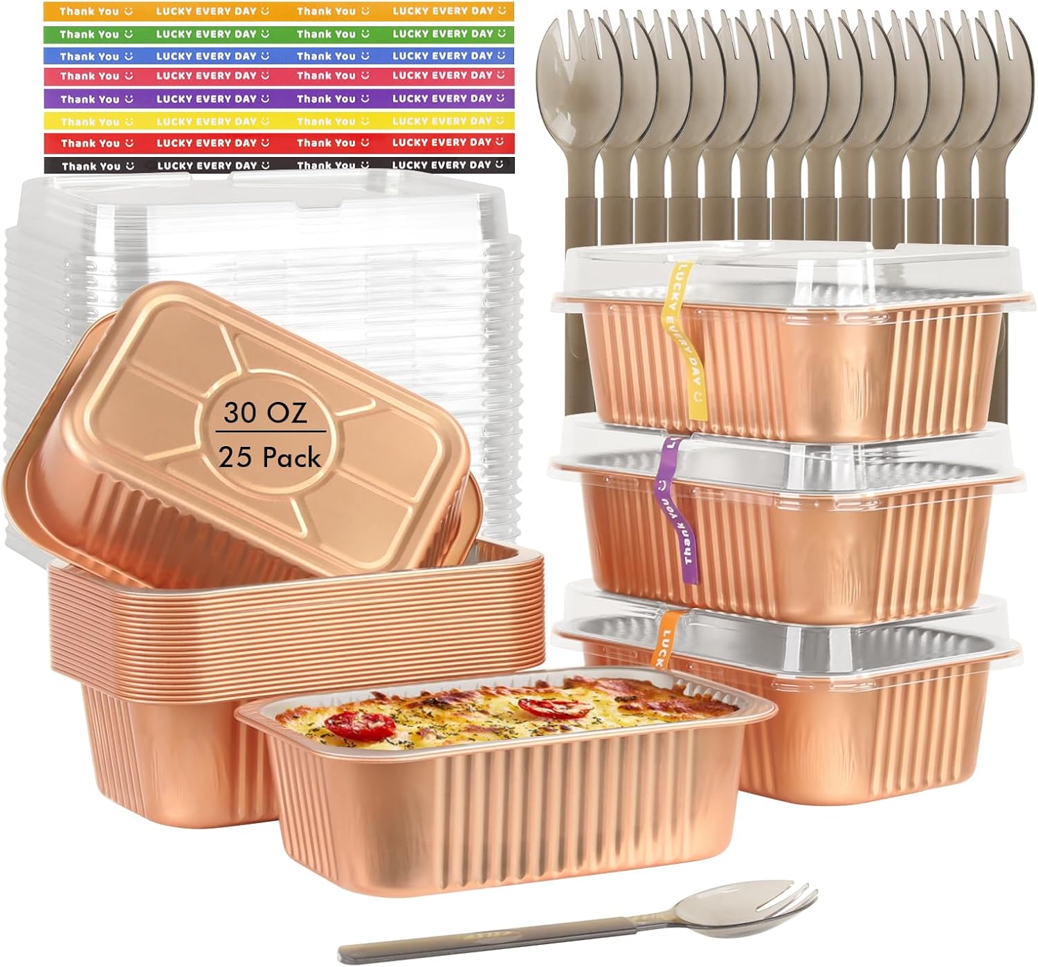 Amazon.com: LNYZQUS 7” x 5” Small Aluminum Pans with Lids 25 Pack, 30oz ...