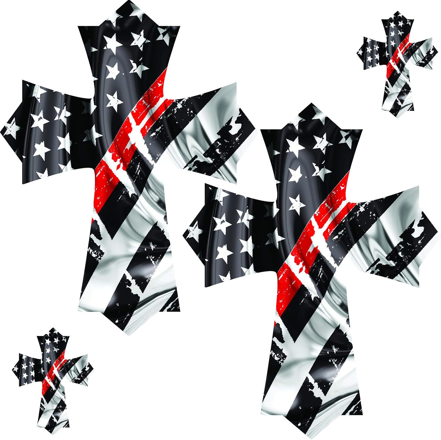 Thin Blue line Cross - American Flag - Tactical Set of Decals - 6 mil ...