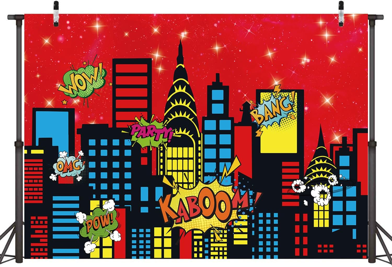 Amazon.com : LTDKAEN Superhero City Backdrop City Boom Skyscrapers ...