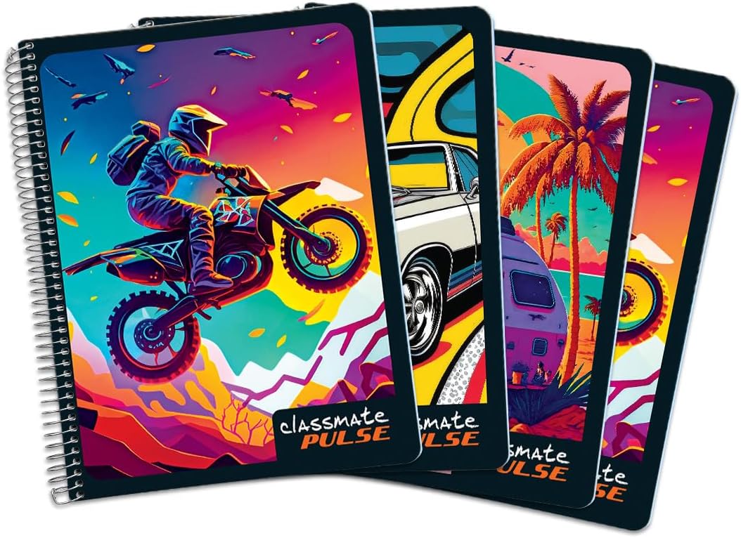 Classmate Pulse Single Subject Spiral Notebook - Pack of 4 | Unruled ...