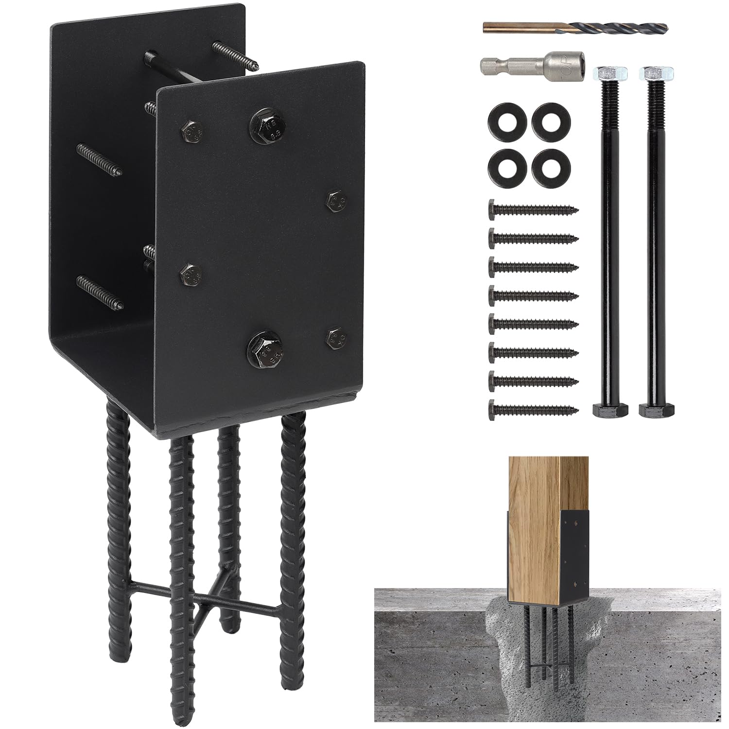 Amazon.com: Heavy Duty U-Shape Metal Post Base Holder, 6''x6 ...