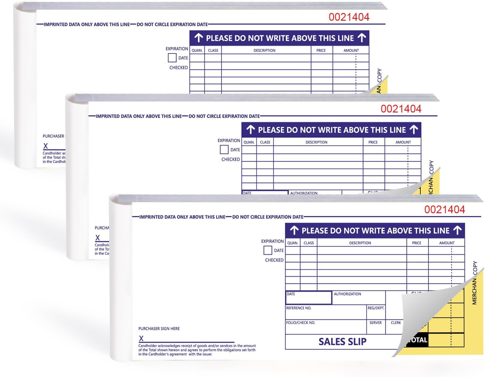 Amazon.com : 300 Pack Long Credit Card Sales Slips 7.9 * 3.3inch Credit ...