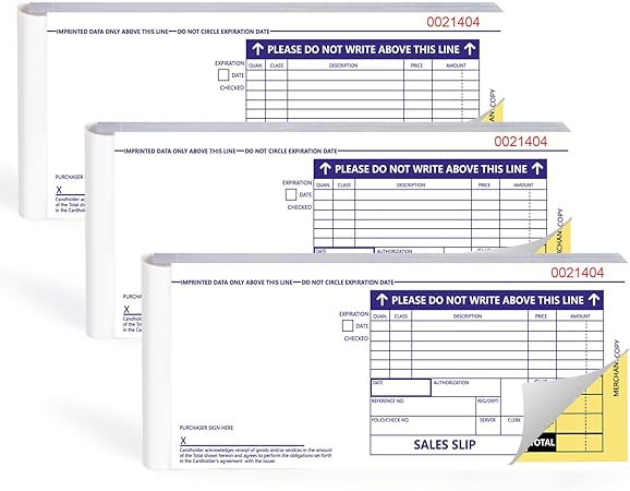 Amazon.com : 300 Pack Long Credit Card Sales Slips 7.9 * 3.3inch Credit ...