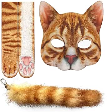 Amazon.com: Valpeak 3D Cat Mask, Cat Headband, and Funny Cat Socks with ...