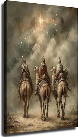 Amazon.com: Three Kings Following The Star of Bethlehem Canvas Wall Art ...