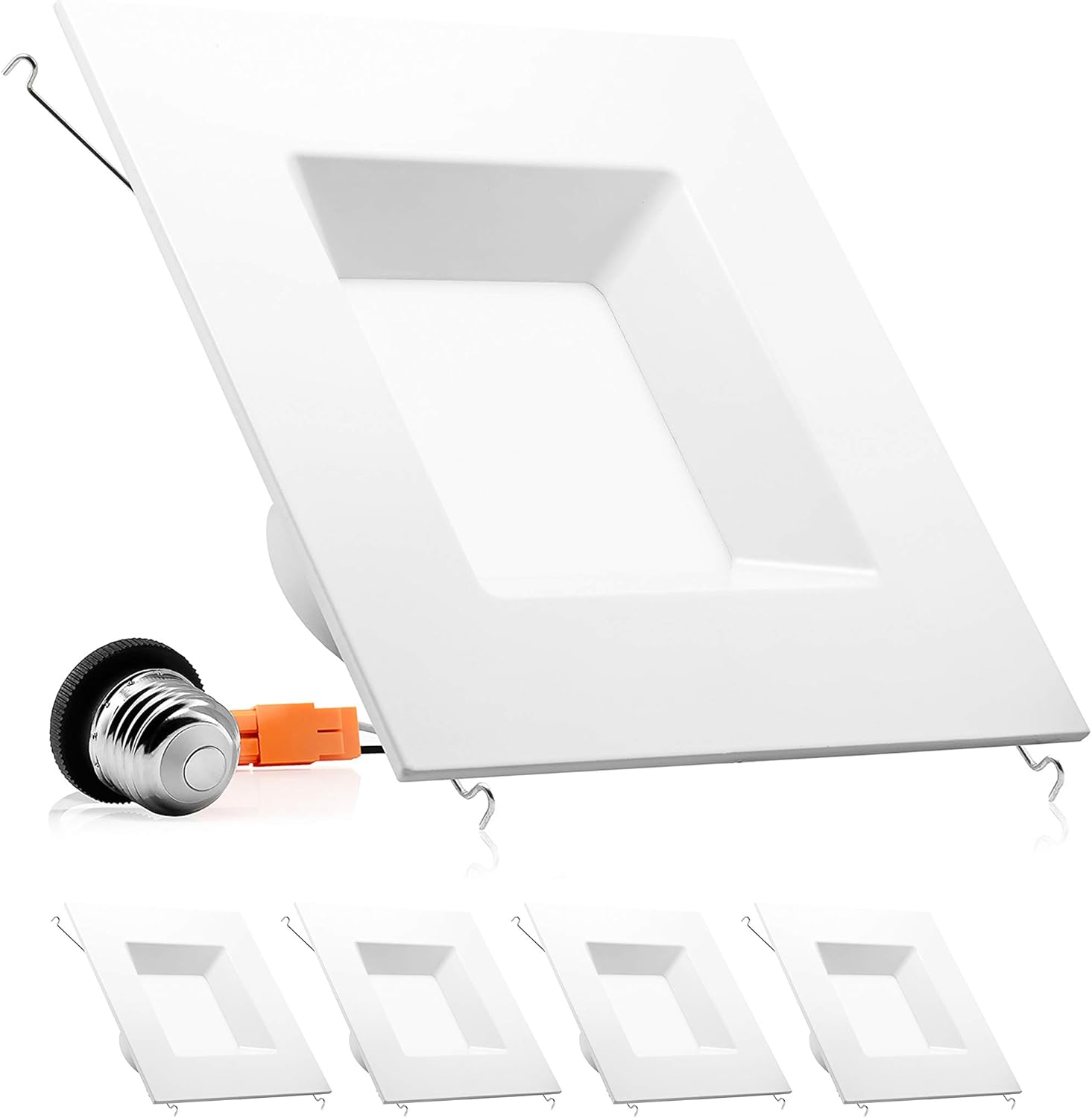 PARMIDA 4-Pack 6 inch Dimmable LED Square Recessed Lighting Retrofit ...